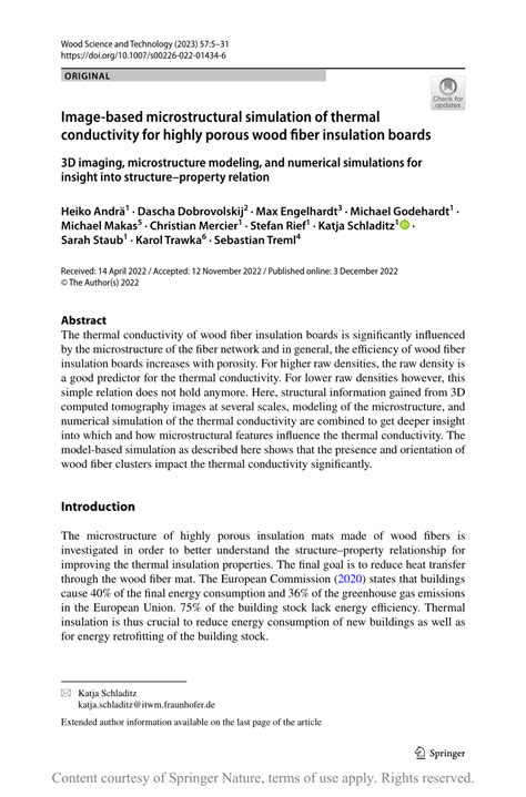 Pdf Image Based Microstructural Simulation Of Thermal Conductivity For Highly Porous Wood