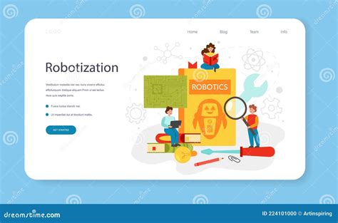 Robotics School Subject Web Banner Or Landing Page Robot Engineering