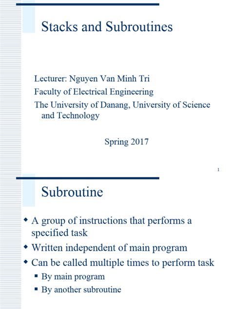 Stacks And Subroutines Pdf Parameter Computer Programming