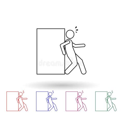 The Man With His Back Pushes The Box Multi Color Icon Simple Thin Line Outline Vector Of