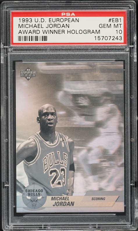 1993 Upper Deck European Award Winner Hologram Michael Jordan Eb1 Psa