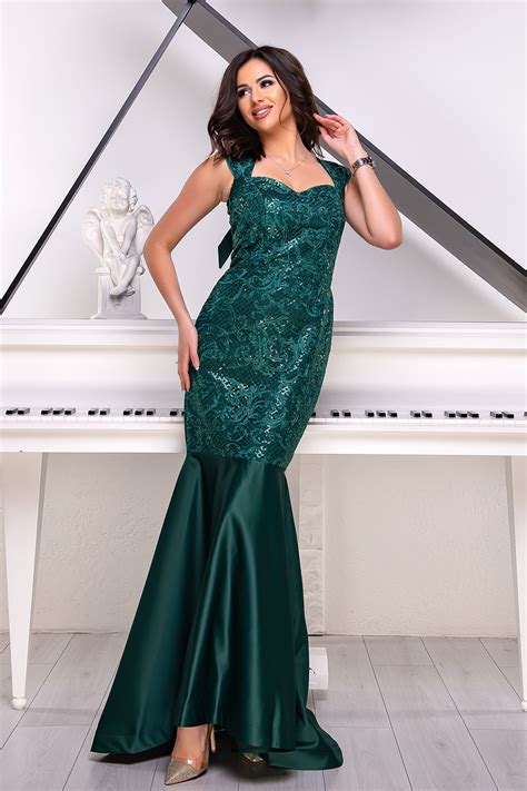 Зелена Вечірня Сукня Вишивка Паєтка 9014