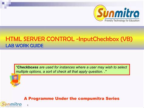 Html Server Input Checkbox Control Vb Ppt