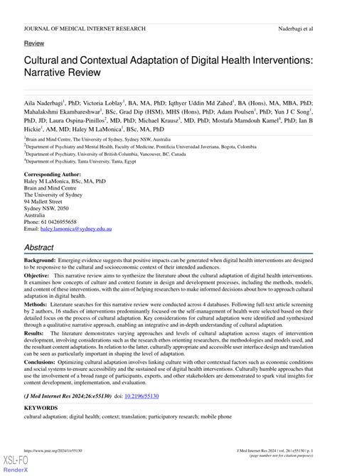 Pdf Cultural And Contextual Adaptation Of Digital Health