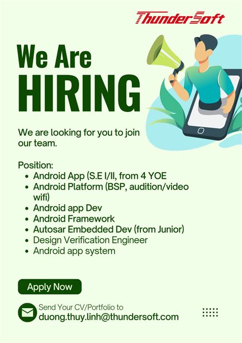 Dương Thùy Linh On Linkedin 💁‍♀️ Thundersoft Vietnam Is Hiring Android App Android Platform