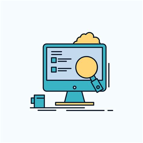 Analytics Board Presentation Laptop Statistics Flat Icon Green And Yellow Sign And Symbols