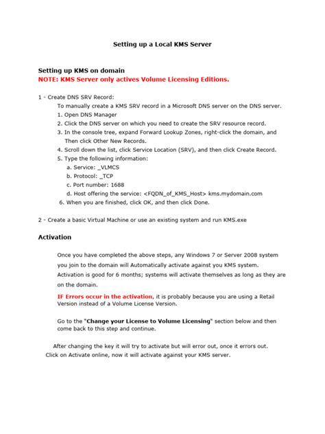 Setting Up A Local Kms Server Pdf Domain Name System Windows