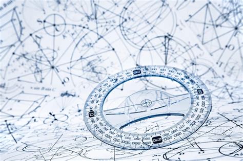 Premium Photo Protractor On The Background Of Mathematical Formulas