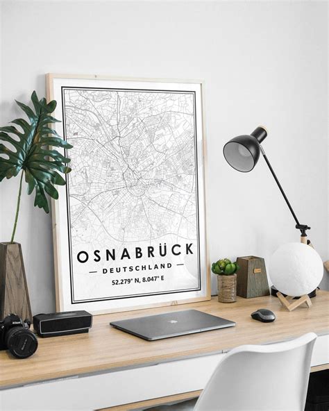 Osnabruck Germany Map Minimal Scandinavian Nordic Home Decoration Living Room Bedroom Kitchen