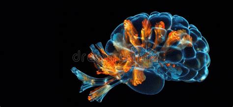 3d Visualization Of Human Brain With Neural Activity And Connections In Vibrant Colors Stock