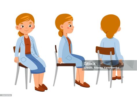 여의사 생성자 의료 유니폼을 입은 여자가 의자에 앉아 있습니다 애니메이션 제작을 위한 키트입니다 다른 포즈의 캐릭터 팩 건강 관리 및 의학 플랫 벡터 컬렉션 건강 진단에