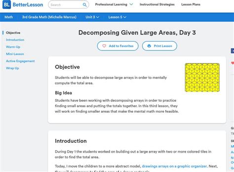 better lesson decomposing given large areas day 3 lesson plan for 3rd grade lesson planet