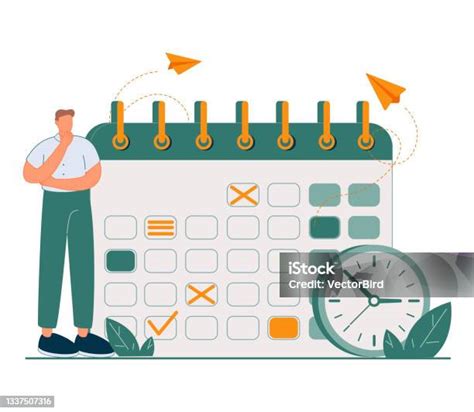 약속 계획 및 캘린더 회의 시간 미리 알림 은 작은 사람 개념을 기록합니다 비즈니스 이벤트 벡터 일러스트레이션의 기한을 예약합니다 정보 모니터링 습관을 가진 효율적인 의제