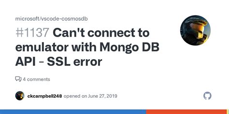Cant Connect To Emulator With Mongo Db Api Ssl Error · Issue 1137
