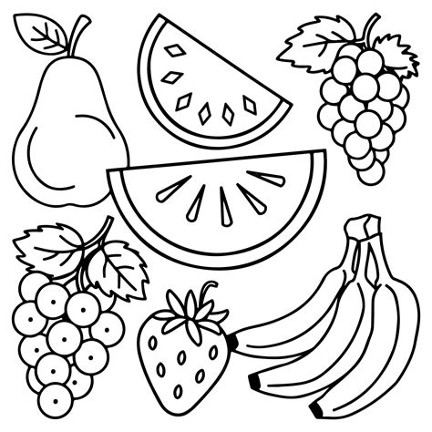 어린이 를 위한 과일 색채 페이지 색채 책 페이지 일러스트레이션 프리미엄 벡터