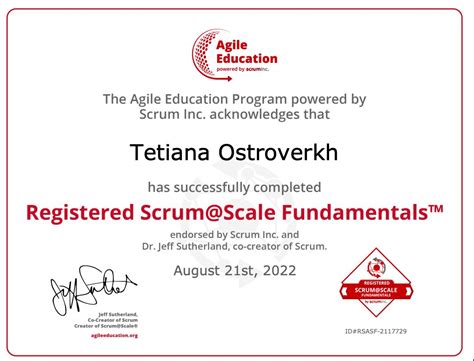 I Just Earned My Registered Scrumscale Fundamentals™ Certificate Of