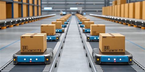 Automated Warehouse Robots Efficiently Sort E Commerce Packages On