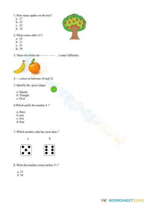 Maths Questions Worksheet