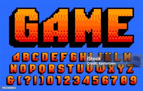 게임 알파벳 글꼴입니다 3d 픽셀 문자 및 숫자 비디오 게임에 대한 스톡 벡터 아트 및 기타 이미지 비디오 게임 컴퓨터 글자 0명 Istock
