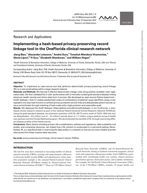 Pdf Implementing A Hash Based Privacy Preserving Record Linkage Tool