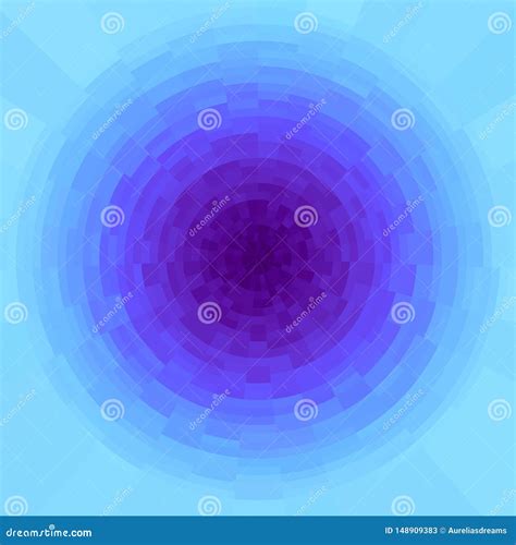 Abstract Purple And Cyan Radial Gradient Background Texture With Circular Pixel Blocks Stock
