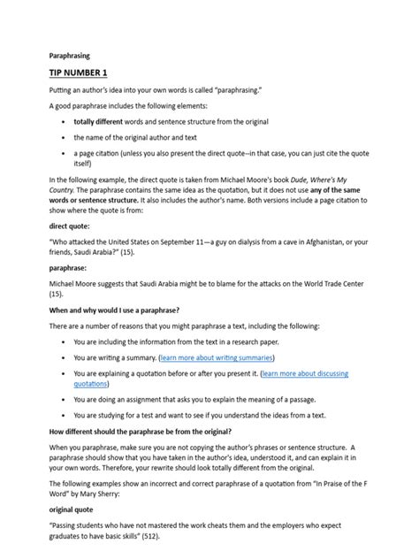 Paraphrasing Pdf Paraphrasing Pdf