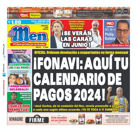 Portada Diario El Men (28/12/2023) - El Men