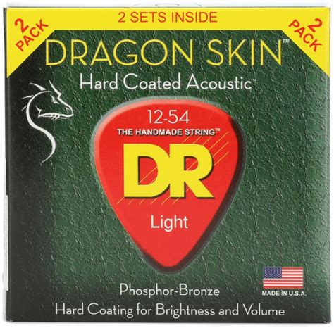 Dr Strings Dsa 212 Dragon Skin Phosphor Bronze Coated Acoustic Guitar Strings 012 054 Light