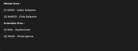 List Of Ores With Classification And Names Metallurgy R Jeeneetards