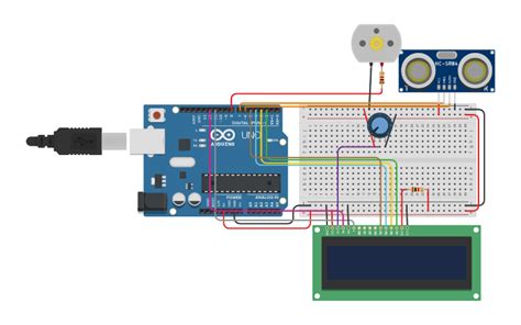 circuit design sensor con motor tinkercad