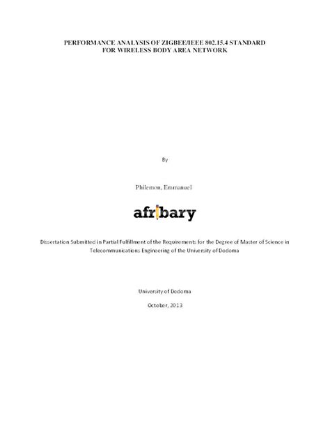 Performance Analysis Of Zigbee Ieee 802 15 4 Standard For Wireless Body Area Network Afribary