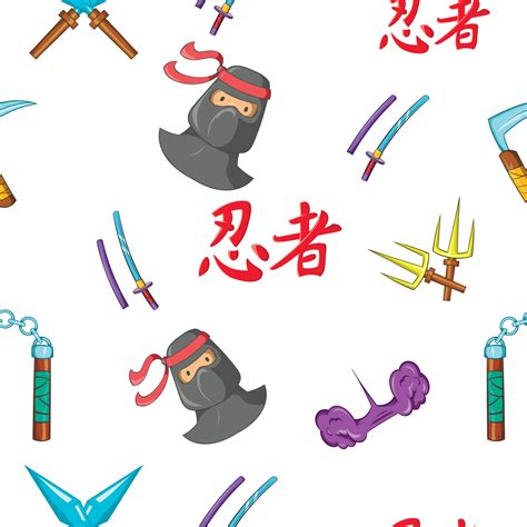 Ninja Pattern Cartoon Style 15210136 Vector Art At Vecteezy