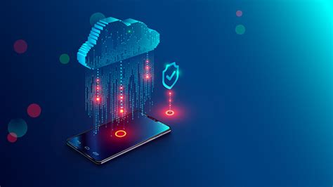 클라우드 컴퓨팅 개념 데이터 보호 스마트폰 또는 다른 모바일 장치 및 온라인 스토리지에 교환 클라우드 기술 일러스트 레이 션