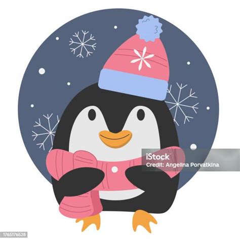 겨울 모자와 스카프를 입고 만화 펭귄 벡터 일러스트 레이 션 겨울에 대한 스톡 벡터 아트 및 기타 이미지 겨울 공휴일 귀여운 Istock