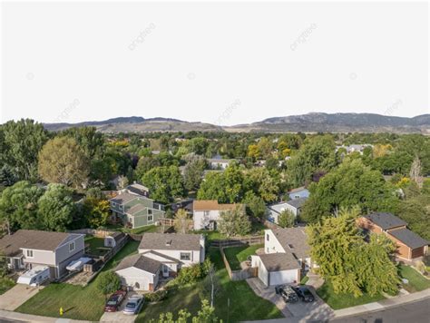 Aerial View Of Fort Collins Colorado Tree Driveway Street Cityscape
