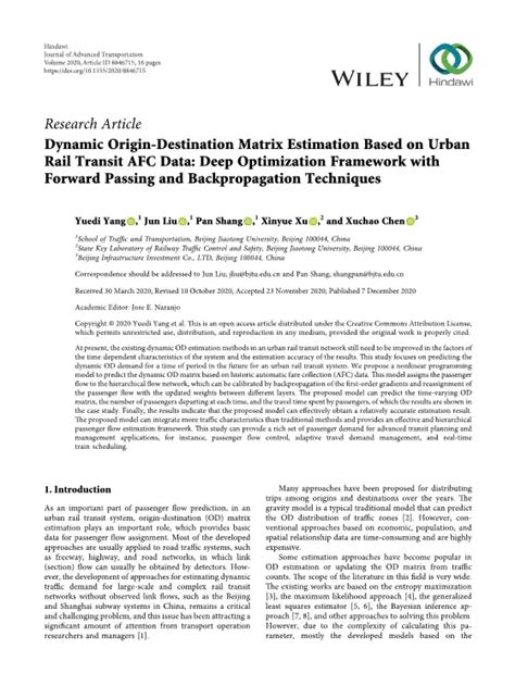 Dynamic Origin Destination Matrix Estimation Based On Urban Rail Transit Afc Data Deep