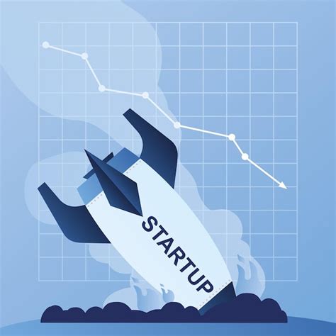 Premium Vector Failure Startup Background Fallen Rocket Burns Business Problem Falling Graph
