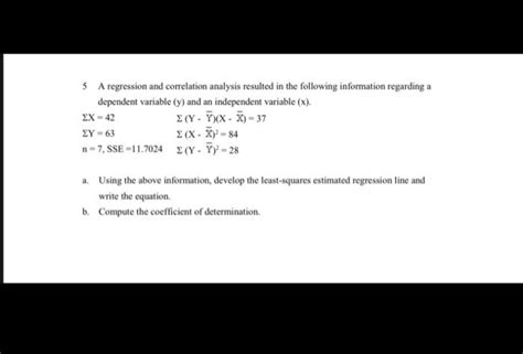 Solved A Regression And Correlation Analysis Resulted In Chegg
