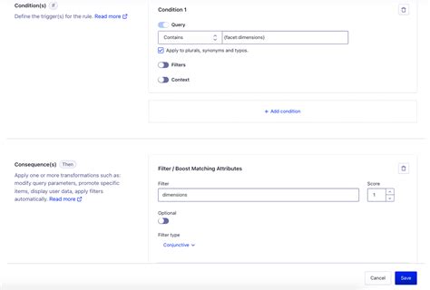 indexing and searching for dimensions algolia