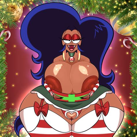 Rule 34 Breasts Bigger Than Head Brown Skin Christmas Cleavage Overflow Dark Skinned Female