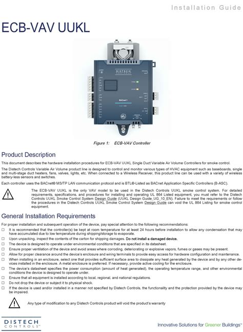 Distech Controls Ecb Vav Uukl Installation Manual Pdf Download Manualslib