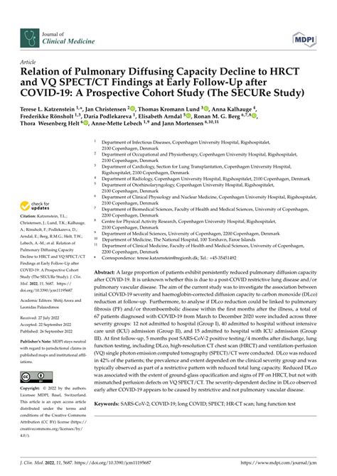 Pdf Relation Of Pulmonary Diffusing Capacity Decline To Hrct And Vq