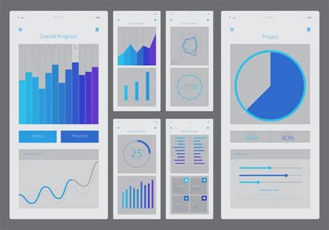 Dashboard UI UX Kit Bar Chart And Line Graph Designs Infographic Elements Download Free