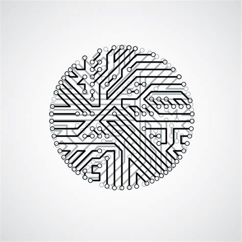 Premium Vector Vector Abstract Technology Illustration With Round Monochrome Circuit Board