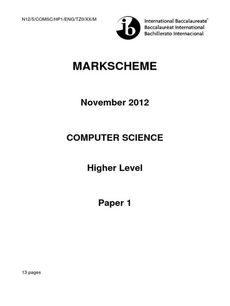 Computer Science Paper 1 Hl Markscheme Pdf Computer Data Storage