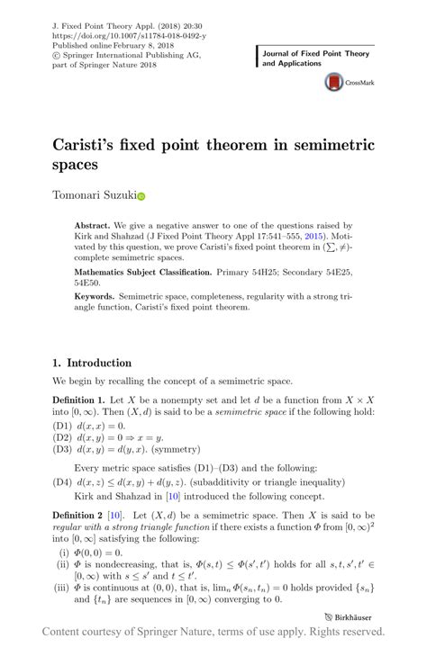 Caristis Fixed Point Theorem In Semimetric Spaces