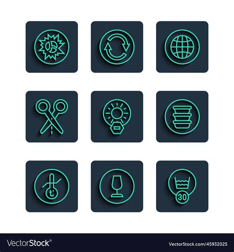 Set Line Meteorology Thermometer Fragile Broken Vector Image