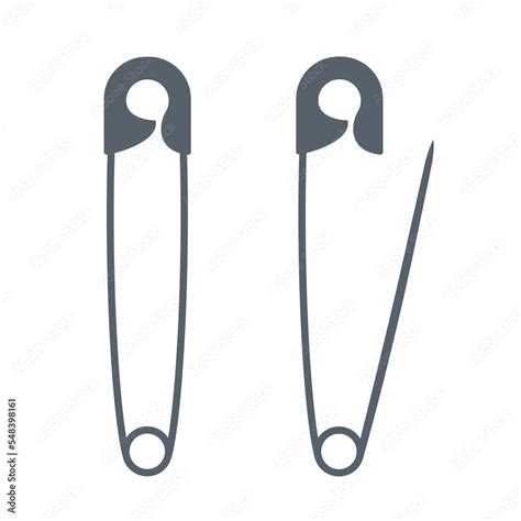Open And Closed Safety Pin Flat Vector Illustration Logo Icon Clipart Stock Vector Adobe Stock
