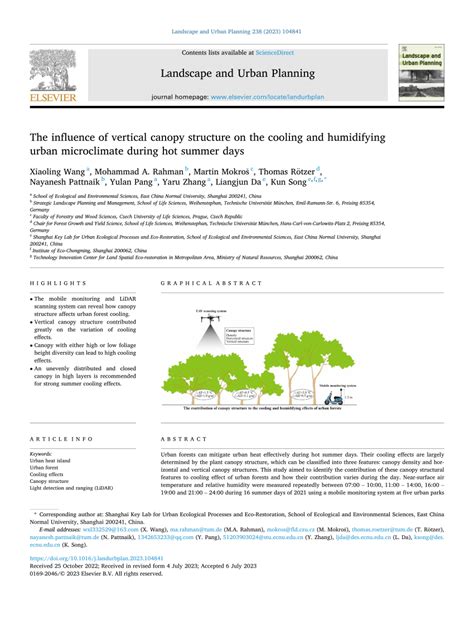 PDF The Influence Of Vertical Canopy Structure On The Cooling And Humidifying Urban