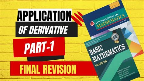 Application Of Derivative Part 1 Neb Class 12 Basic Math Youtube